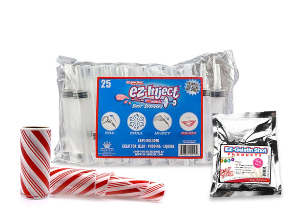 25 Candy Cane Medium Injector Combo Kit (1.5OZ) – EZ-Gelatin Shot Products